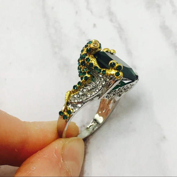 Eve St. Claire | Jewelry | Emerald Frog Ring Gold Silver Swarovski ...